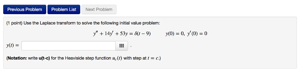 Solved Previous Problem Problem List Next Problem (1 point) | Chegg.com