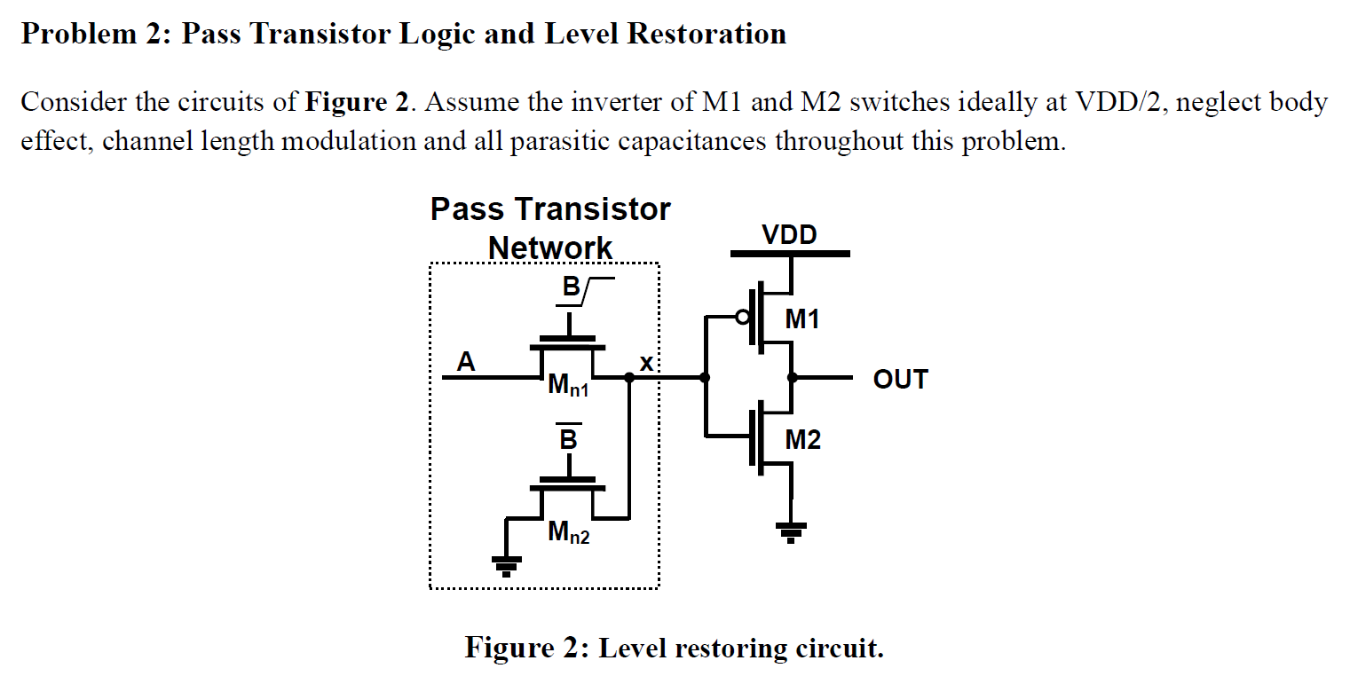 Solved Problem 2: Pass Transistor Logic and Level | Chegg.com