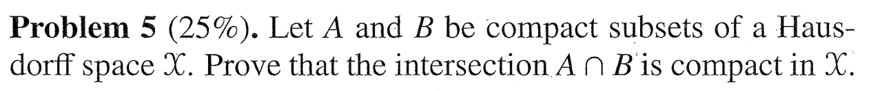 Solved Problem 5(25%). Let A and B be compact subsets of a | Chegg.com