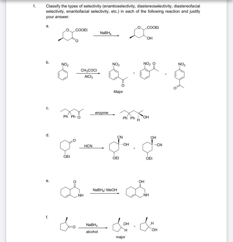 Solved Classify the types of selectivity | Chegg.com