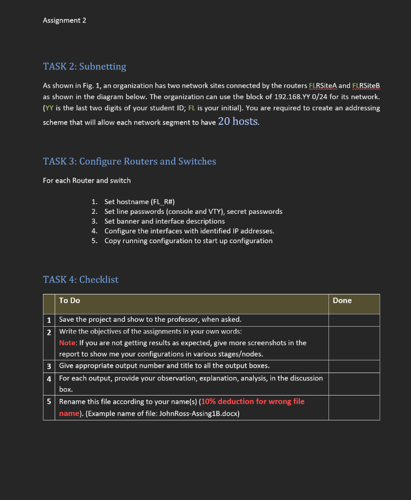 Solved Assignment 2 Assignment 2: Configuring Routers and | Chegg.com
