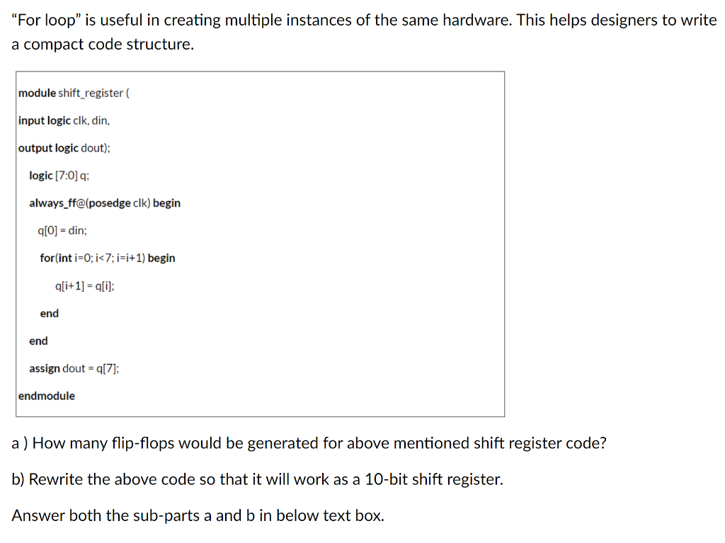 Solved "For loop” is useful in creating multiple instances | Chegg.com