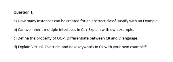 Solved Question 1 a) How many instances can be created for | Chegg.com