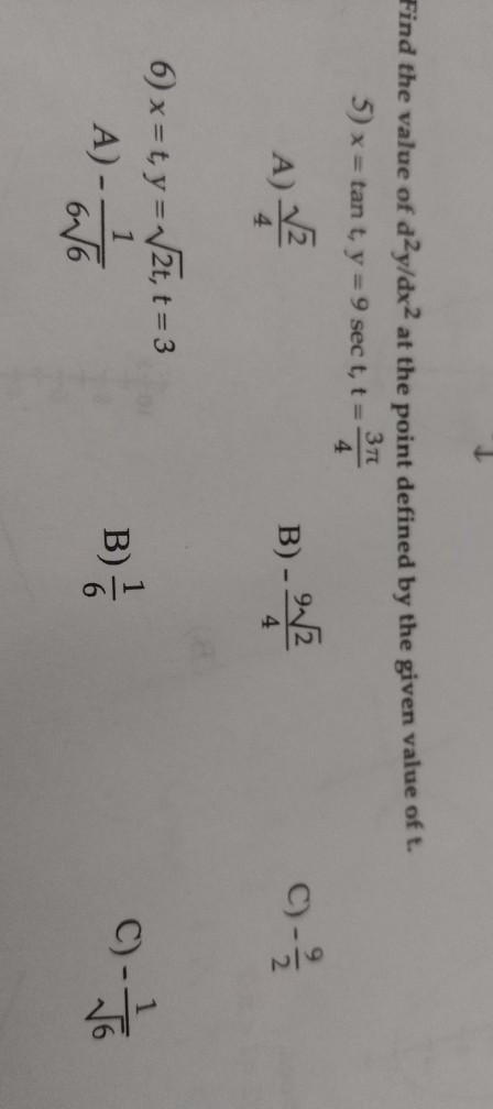 Solved Find the value of d2y/dx2 at the point defined by the | Chegg.com