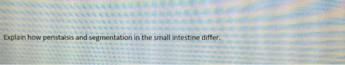 Solved Explain how peristalsis and segmentation in the small | Chegg.com