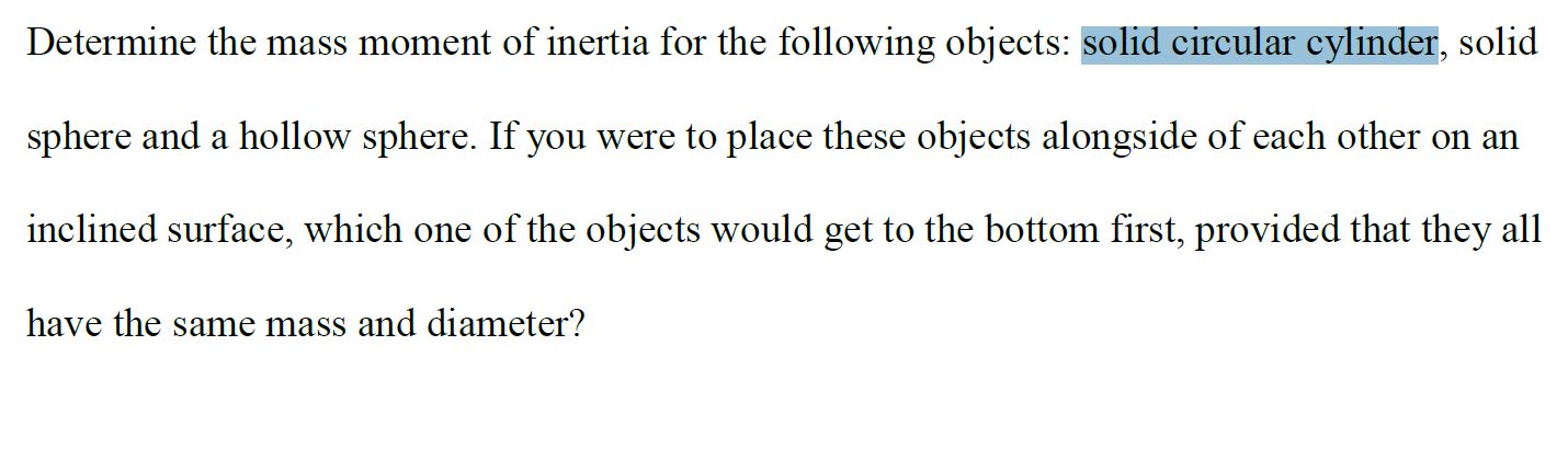 Solved Determine the mass moment of inertia for the | Chegg.com