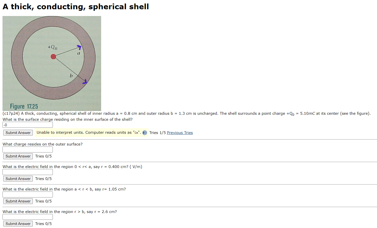 Solved A thick, conducting, spherical shell +Q0 a b Figure | Chegg.com