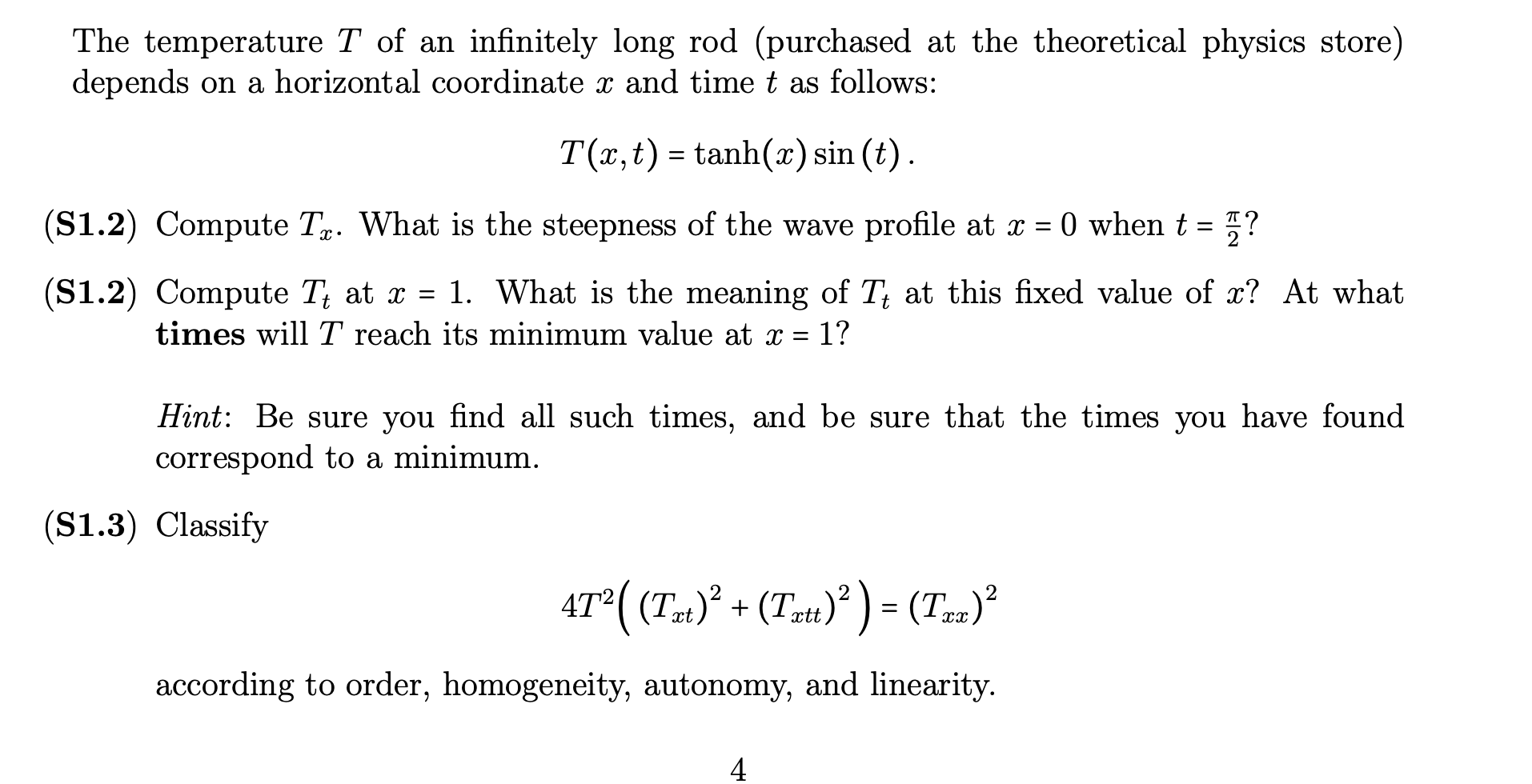 Solved The temperature T of an infinitely long rod | Chegg.com