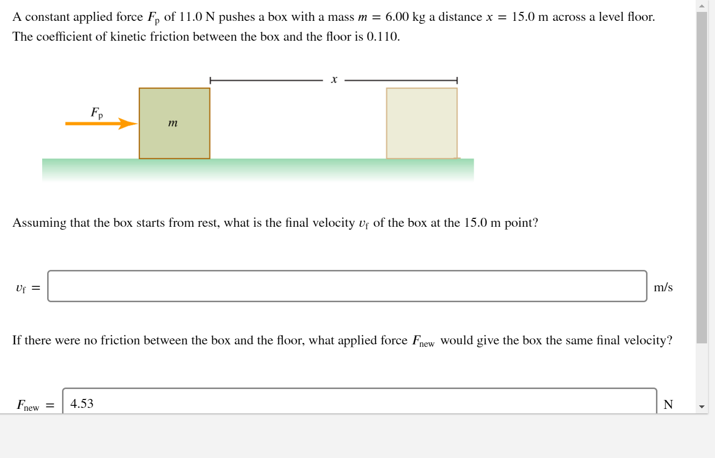 Solved A constant applied force Fp of 11.0 N pushes a box | Chegg.com