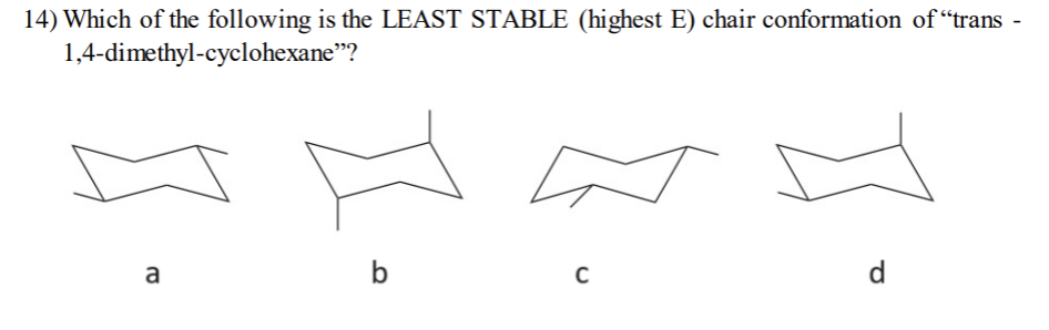 Solved Which of the following is the LEAST STABLE (highest | Chegg.com