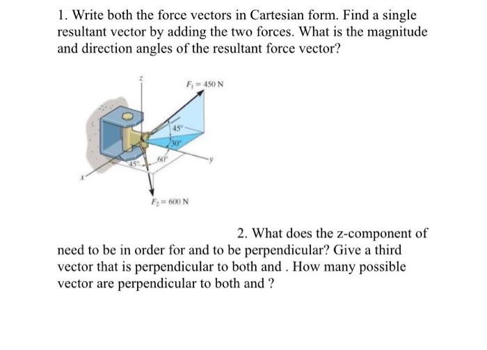 Solved 1. Write both the force vectors in Cartesian form. | Chegg.com