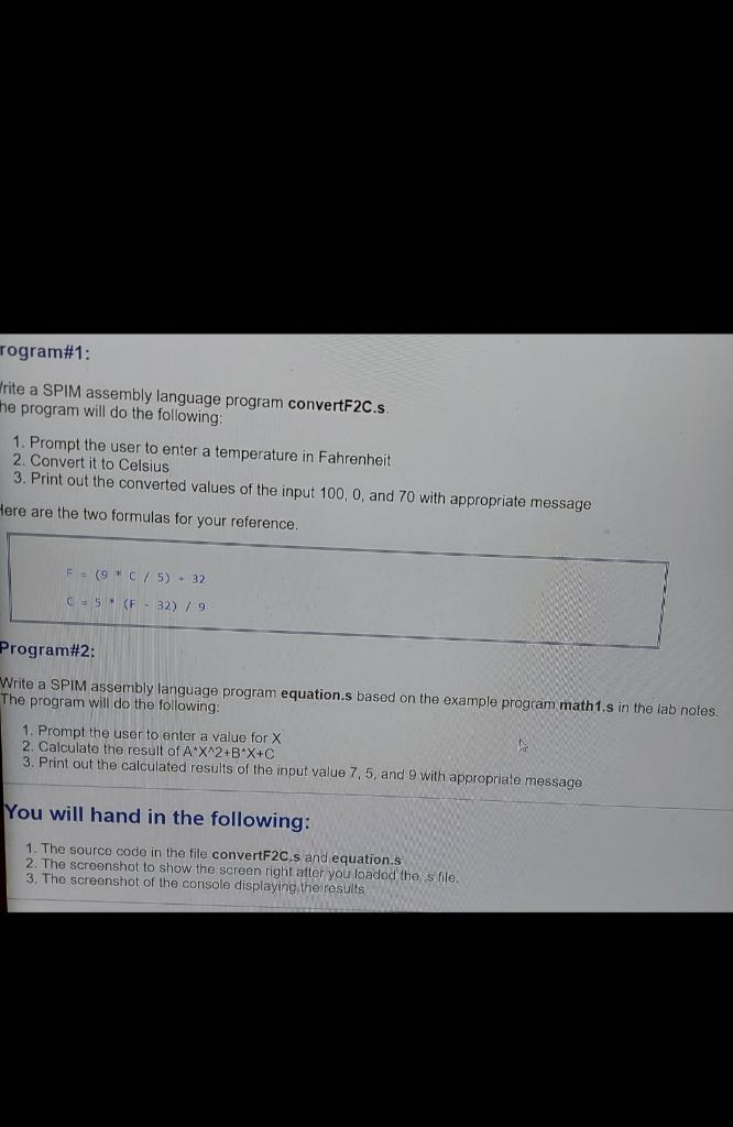 Solved Irite A Spim Assembly Language Program Convertf2cs 