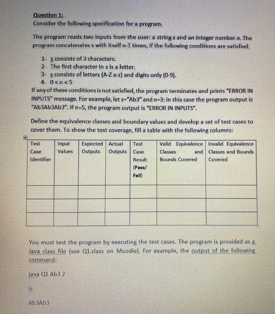 Question 1: Consider the following specification for | Chegg.com