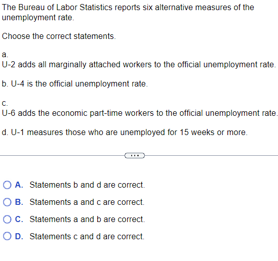 Solved The Bureau of Labor Statistics reports six | Chegg.com