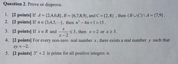 Solved Question 2. Prove or disprove. 1. [2 points] If | Chegg.com