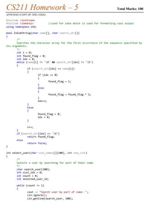 Solved CS211 Homework – 5 Total Marks: 100 Question 1 of 1. | Chegg.com