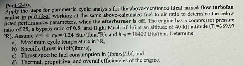 Part (2-b): Apply the steps for parametric cycle | Chegg.com