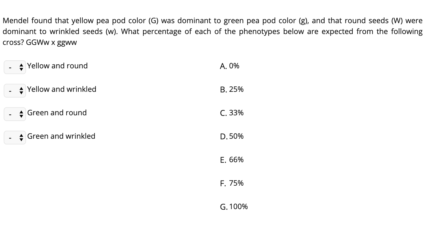 Solved Mendel found that yellow pea pod color (G) was | Chegg.com