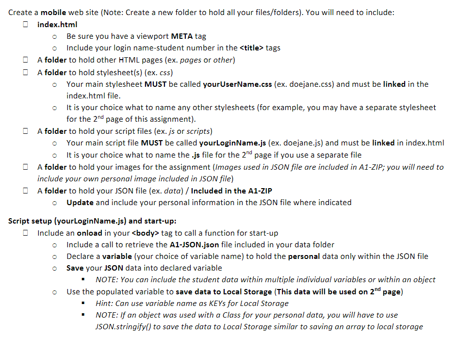 Solved Create a mobile web site (Note: Create a new folder | Chegg.com