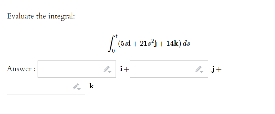Solved Evaluate the integral: \\[ \\int_{0}^{t}\\left(5 s | Chegg.com