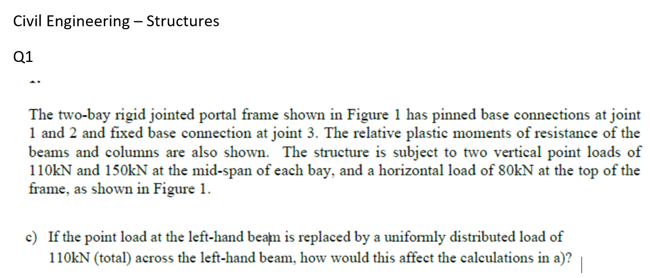 Civil Engineering - Structures Q1 The two-bay rigid | Chegg.com
