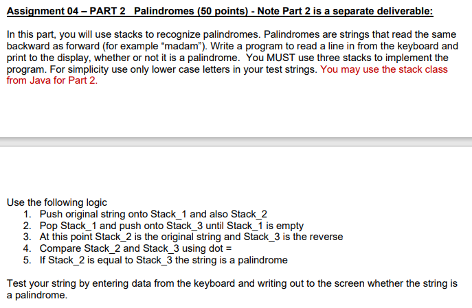 Solved In this part, you will use stacks to recognize | Chegg.com