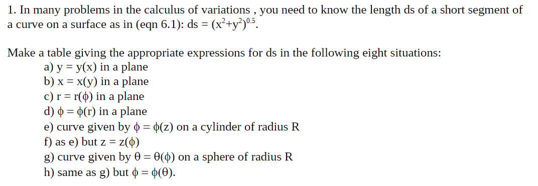 Solved 1. In many problems in the calculus of variations , | Chegg.com
