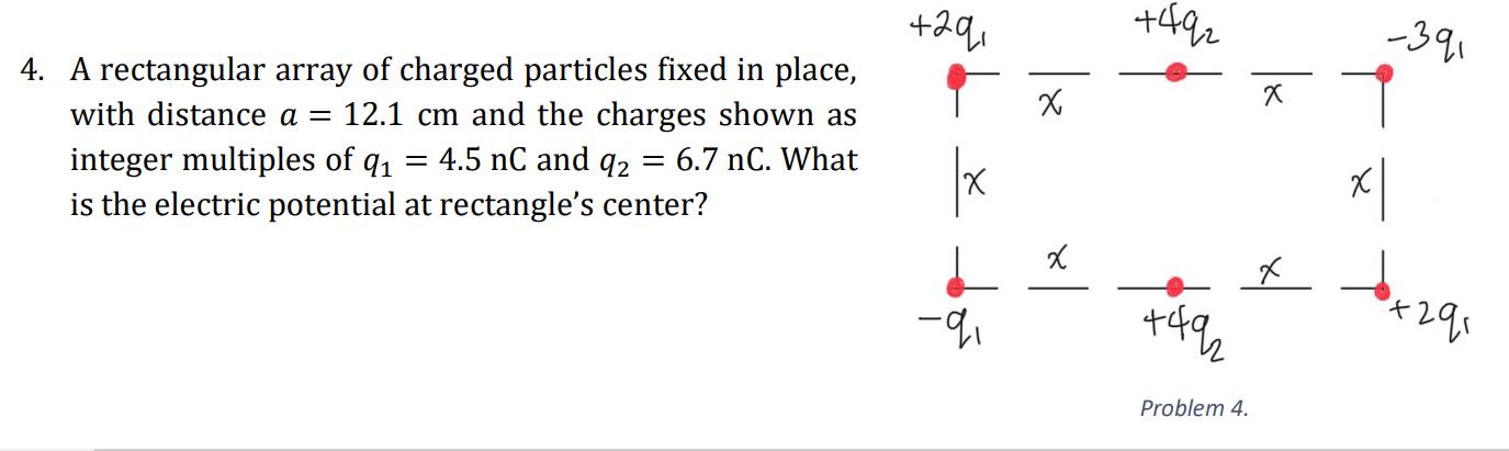 Solved 4. A rectangular array of charged particles fixed in | Chegg.com