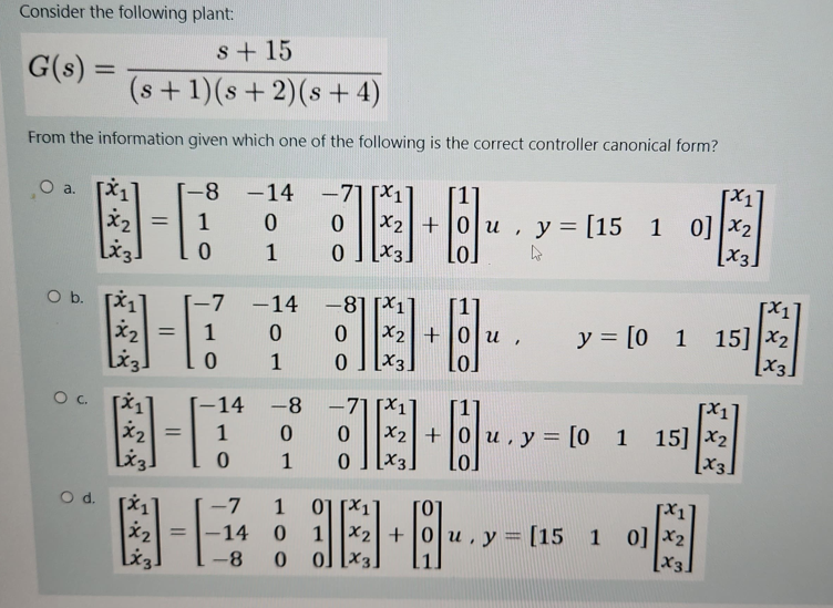 Solved Consider the following plant: | Chegg.com