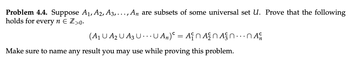 Solved Problem 4.4. ﻿Suppose A1,A2,A3,dots,An ﻿are subsets | Chegg.com