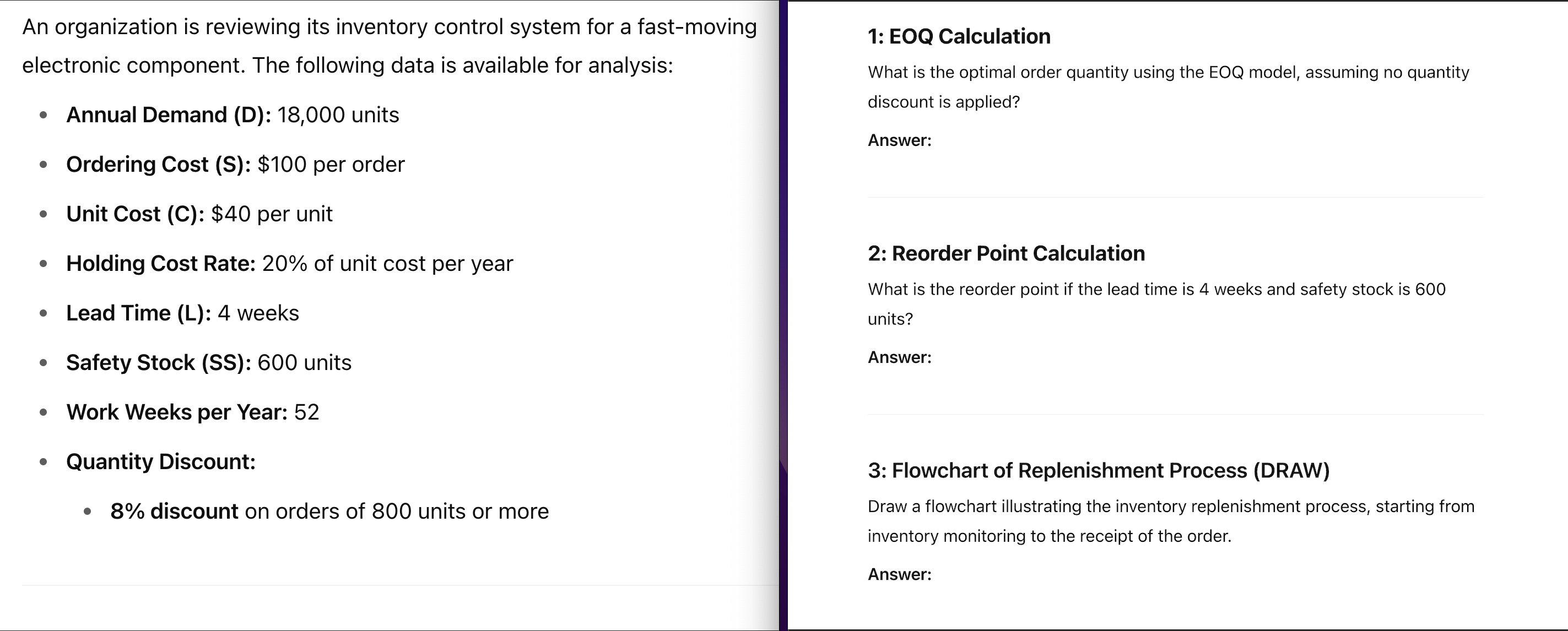 Solved 2. ﻿Planning and Controlling Inventory Through EOQ, | Chegg.com