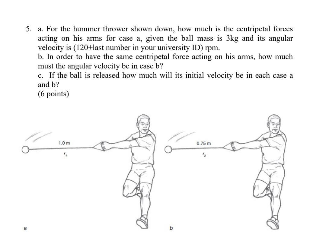 Solved 5. a. For the hummer thrower shown down, how much is | Chegg.com