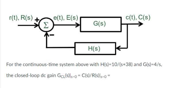 Solved For The Continuous Time System Above With
