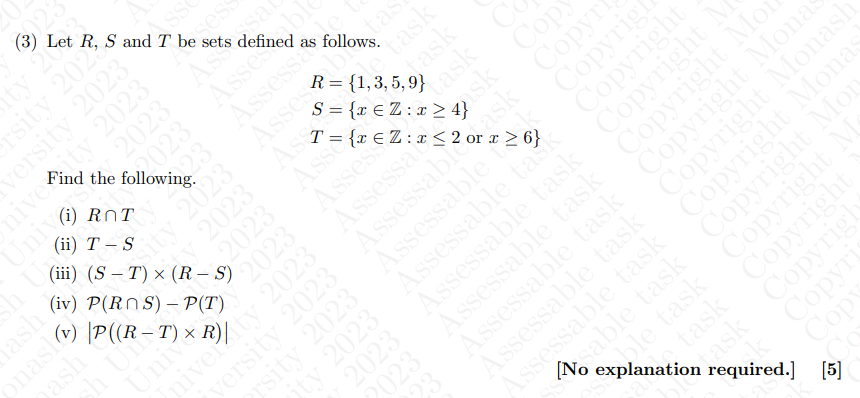 Solved (3) Let R,S and T be sets defined as follows. | Chegg.com