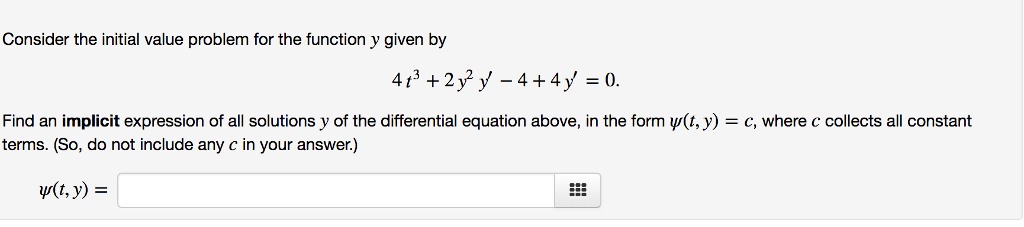 Solved Consider the initial value problem for the function y | Chegg.com