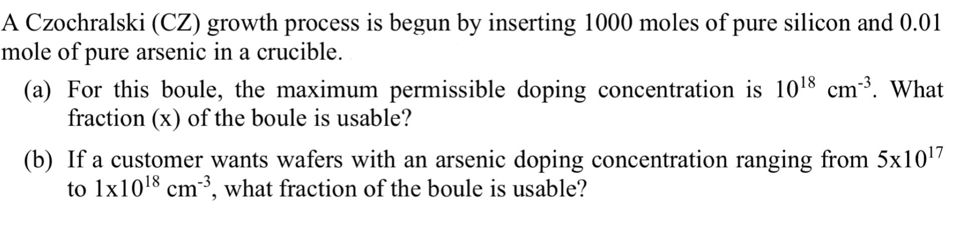 Solved A Czochralski (CZ) growth process is begun by | Chegg.com