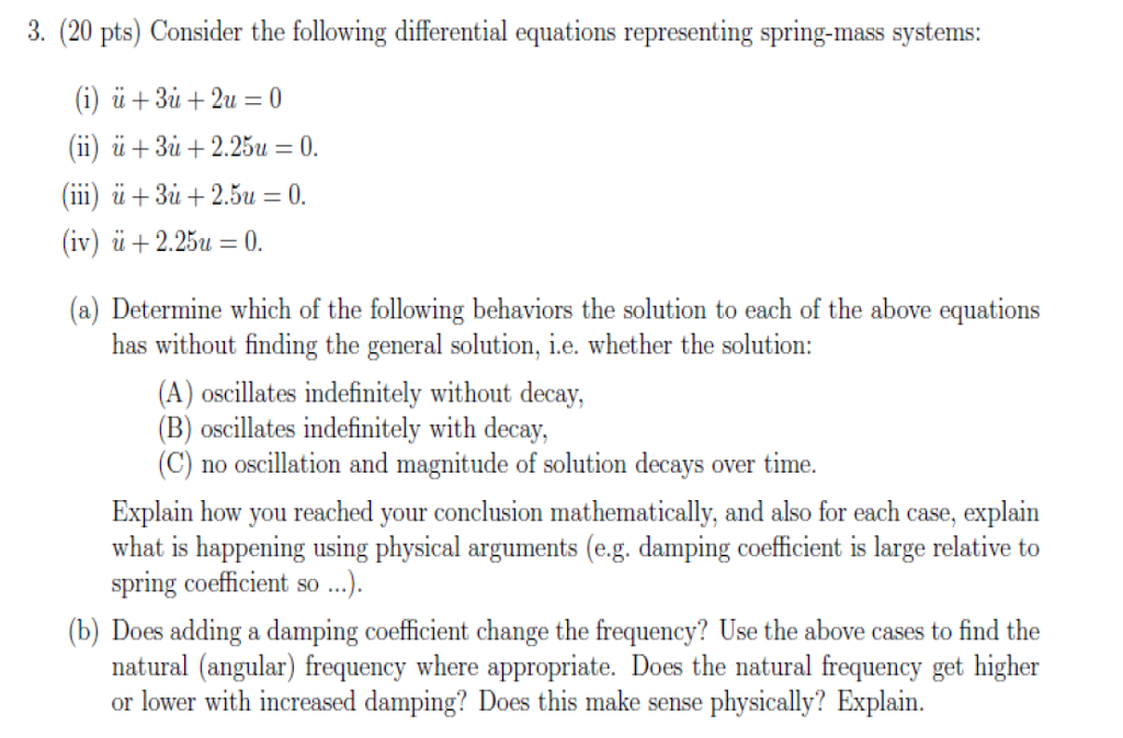 Solved 3. (20 pts) Consider the following differential | Chegg.com