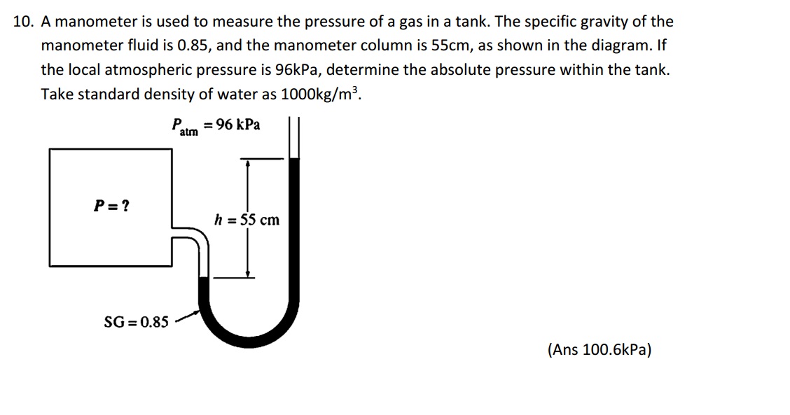 Solved 0. A manometer is used to measure the pressure of a | Chegg.com
