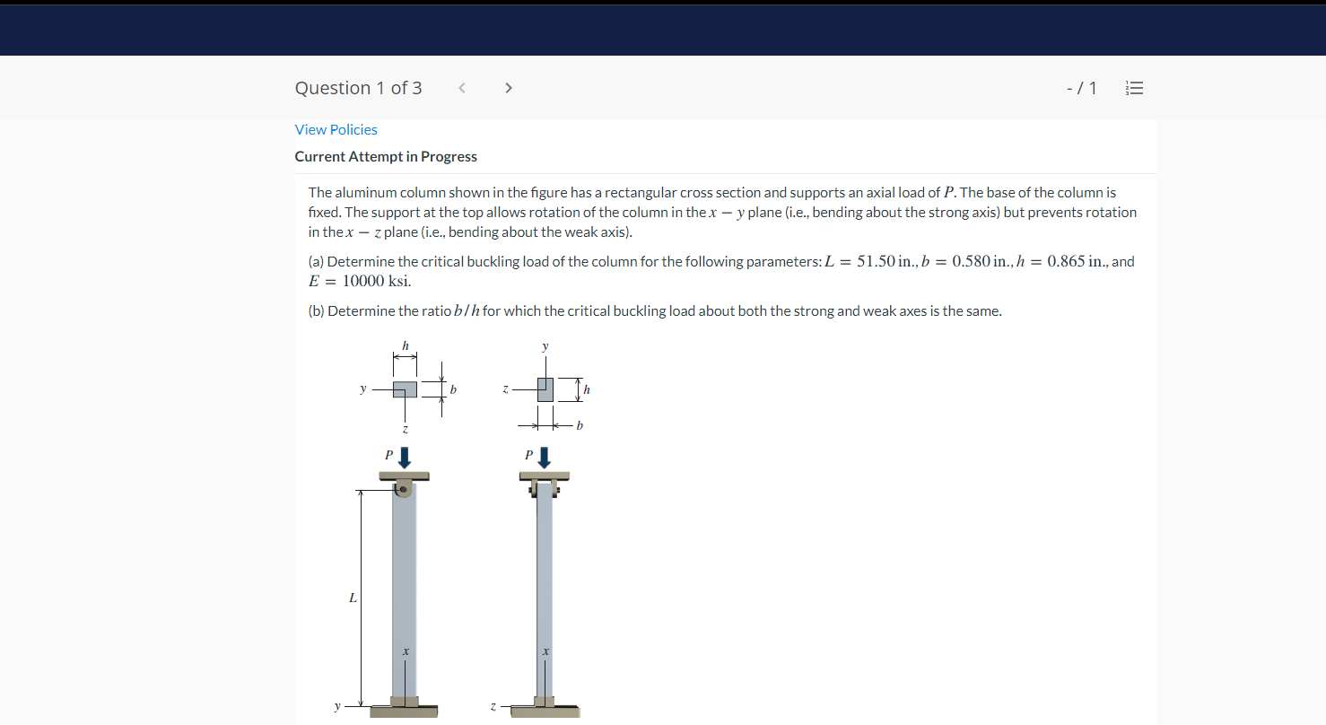 Solved Question 1 of 3 > -/1 lii View Policies Current | Chegg.com