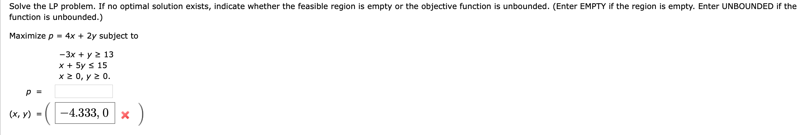 Solved Solve the LP problem. If no optimal solution exists, | Chegg.com