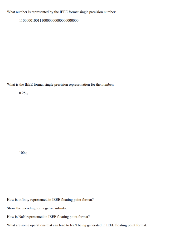 Solved What number is represented by the IEEE format single | Chegg.com