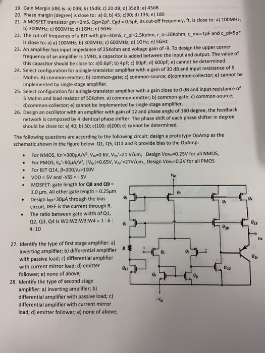 Solved 19. Gain Margin (dB) is: a) OdB; b) 15dB; c) 20 dB; | Chegg.com