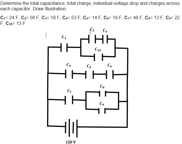 Solved Determine the total capacitance, total charge, | Chegg.com