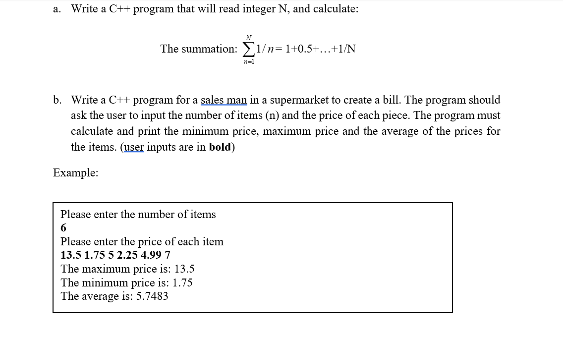 Solved A Write A C Program That Will Read Integer N And 9696