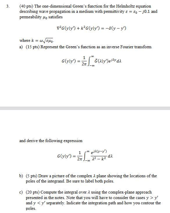 Solved The one-dimensional Green's Function for the | Chegg.com