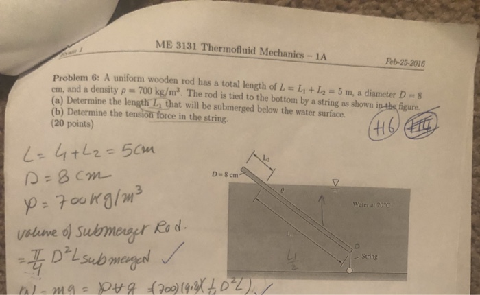Solved ME 3131 Thermofluid Mechanics-1A Feb-25-2016 Problem | Chegg.com