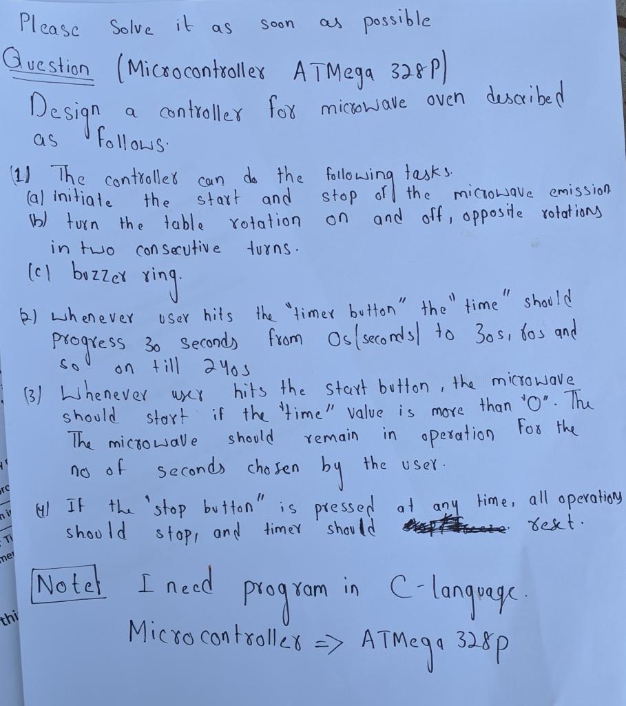 Question (Microcontroller ATMega 328P) Solve it as | Chegg.com