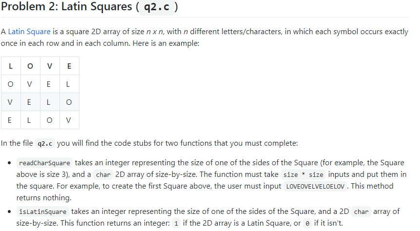 Solved Problem 2: Latin Squares ( q2.c) A Latin Square is a | Chegg.com