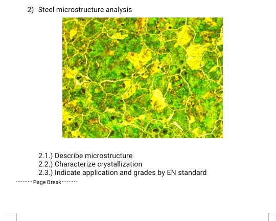 Solved 1) Steel microstructure analysis 1.1.) Using steel | Chegg.com