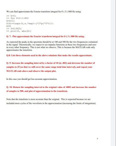 Solved II: Performing the Fourier Integral Numerically For | Chegg.com
